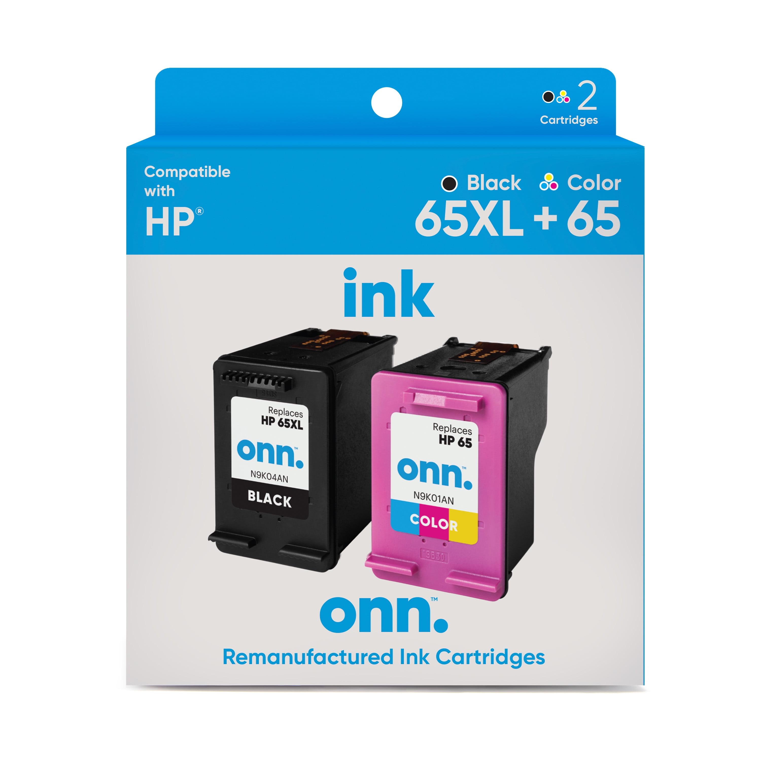 Free Shipping! Onn+ HP 65XL and 65 Remanufactured Ink Cartridge 2 Pack ...