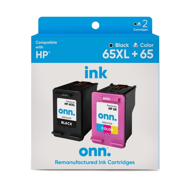 onn HP 65XL/65 Inkjet Printer Cartridges, High Yield Black & Tri-Color ...