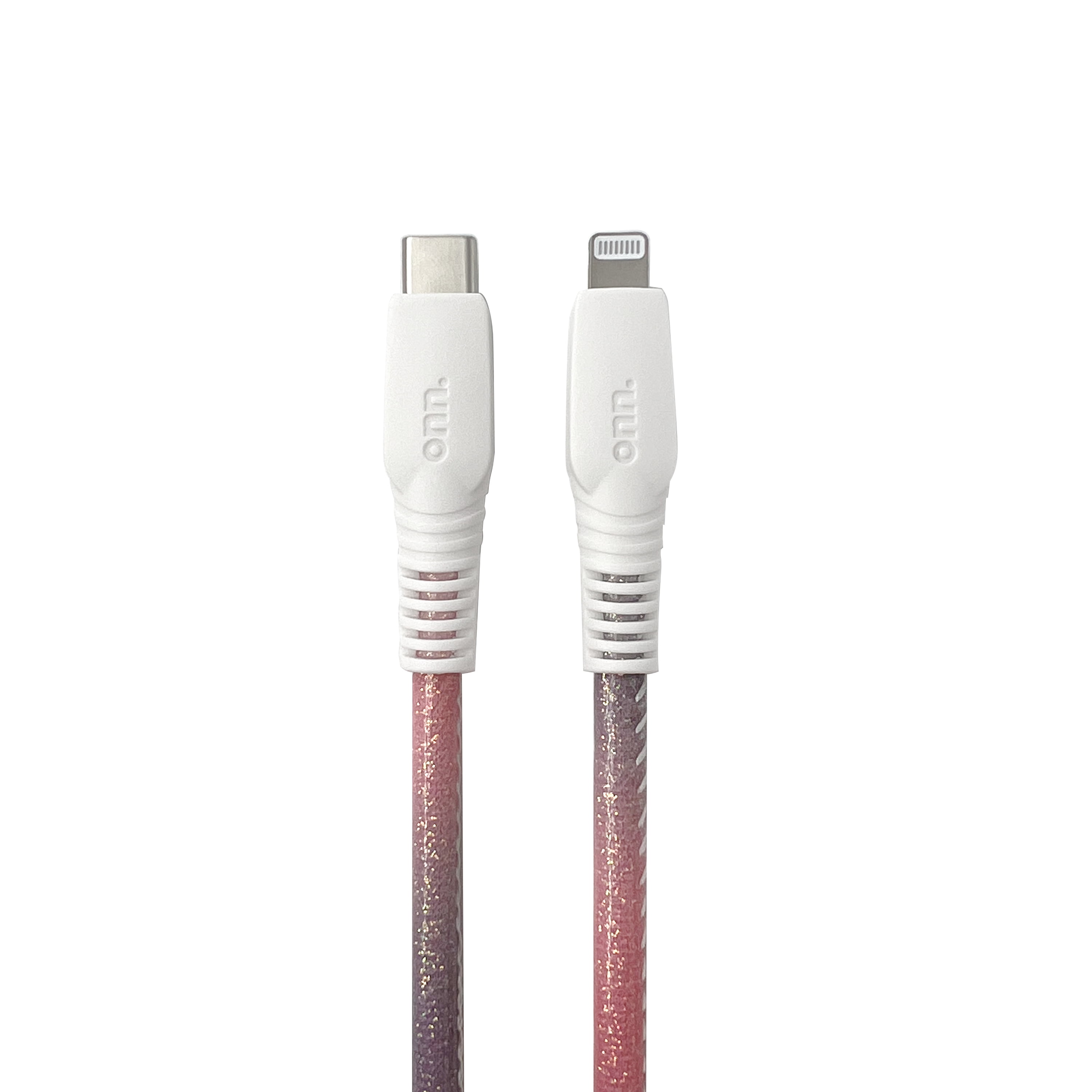 onn. Lightning to USB-C Glitter Cable, 6' Cord, Grey & Orange - Walmart.com
