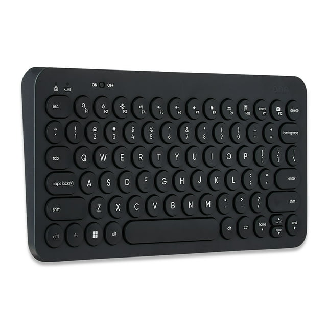 onn Mini Compact Wireless Office Keyboard USB Receiver, 78 Keys, Grey ...