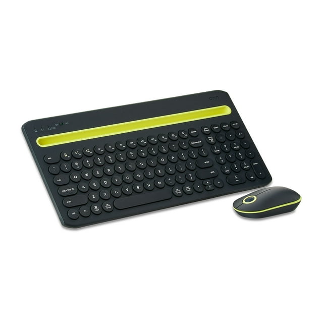 onn Multi-Device Wireless Full-Size Keyboard and 3-Button Mouse Set ...