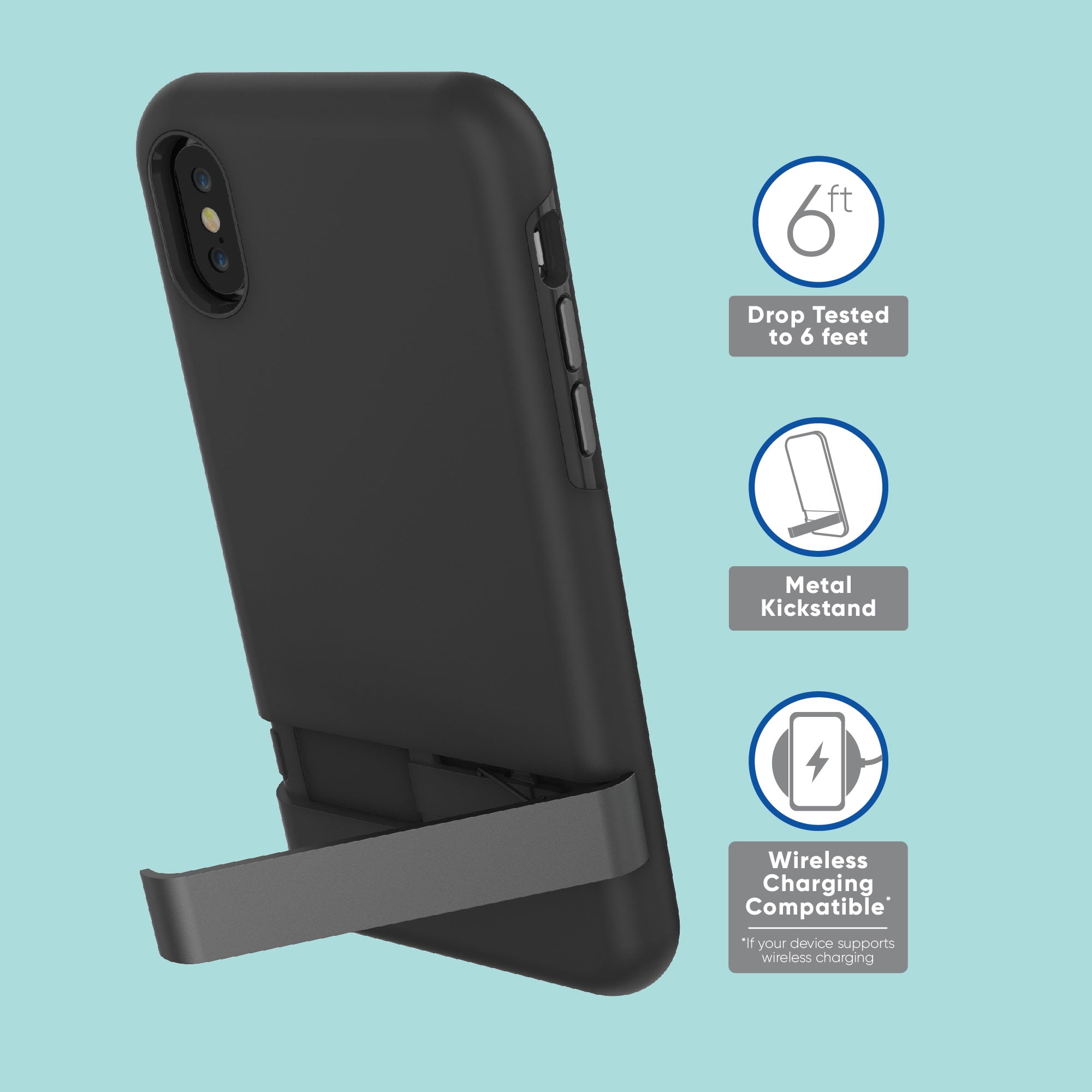 onn. Phone Case with Kickstand Case For iPhone X, iPhone XS - Walmart ...