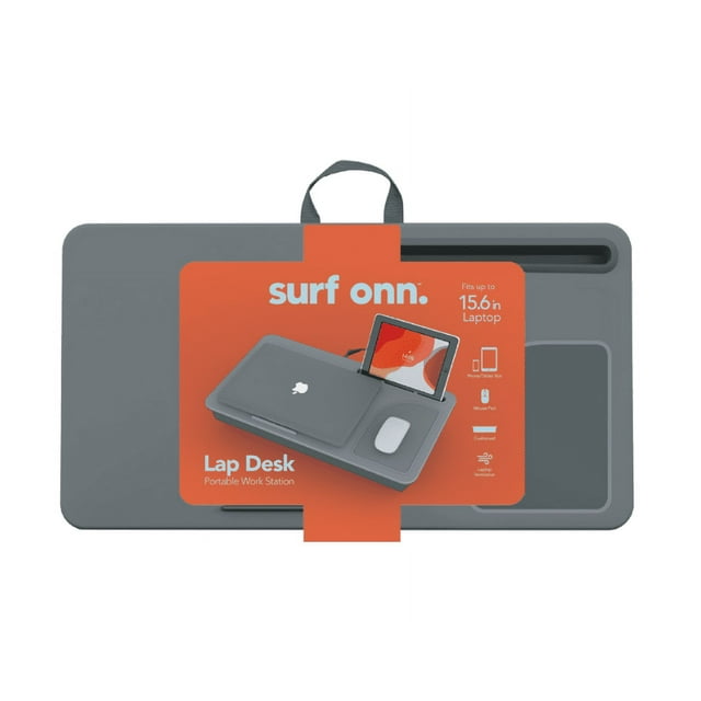 onn. Portable Work Station w/built-in phone holder and mouse pad, holds ...