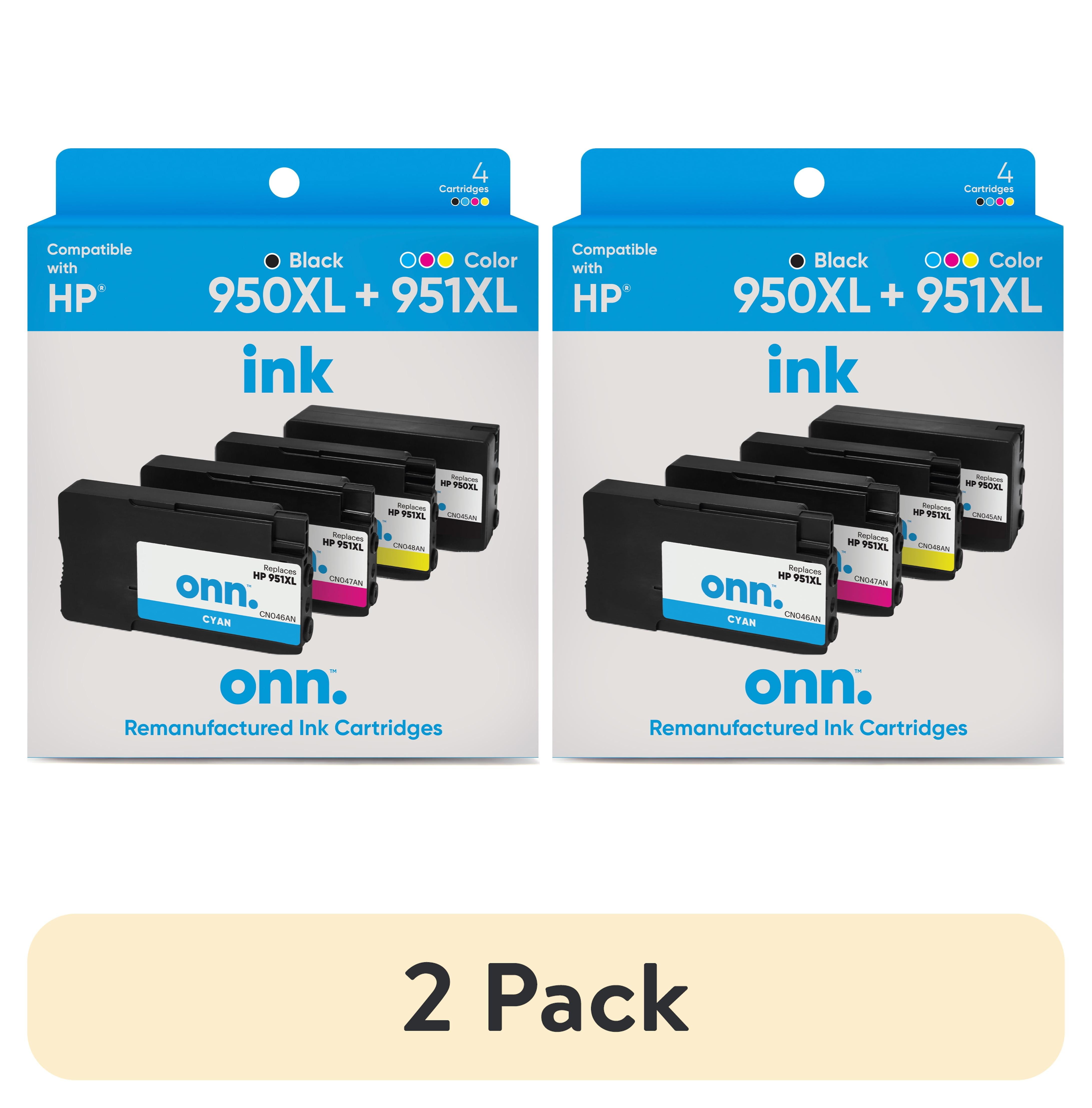 (2 pack) ONN INHPCL100014174 Ink Cartridges, HP 950XL Black & 951XL Color - Walmart.com