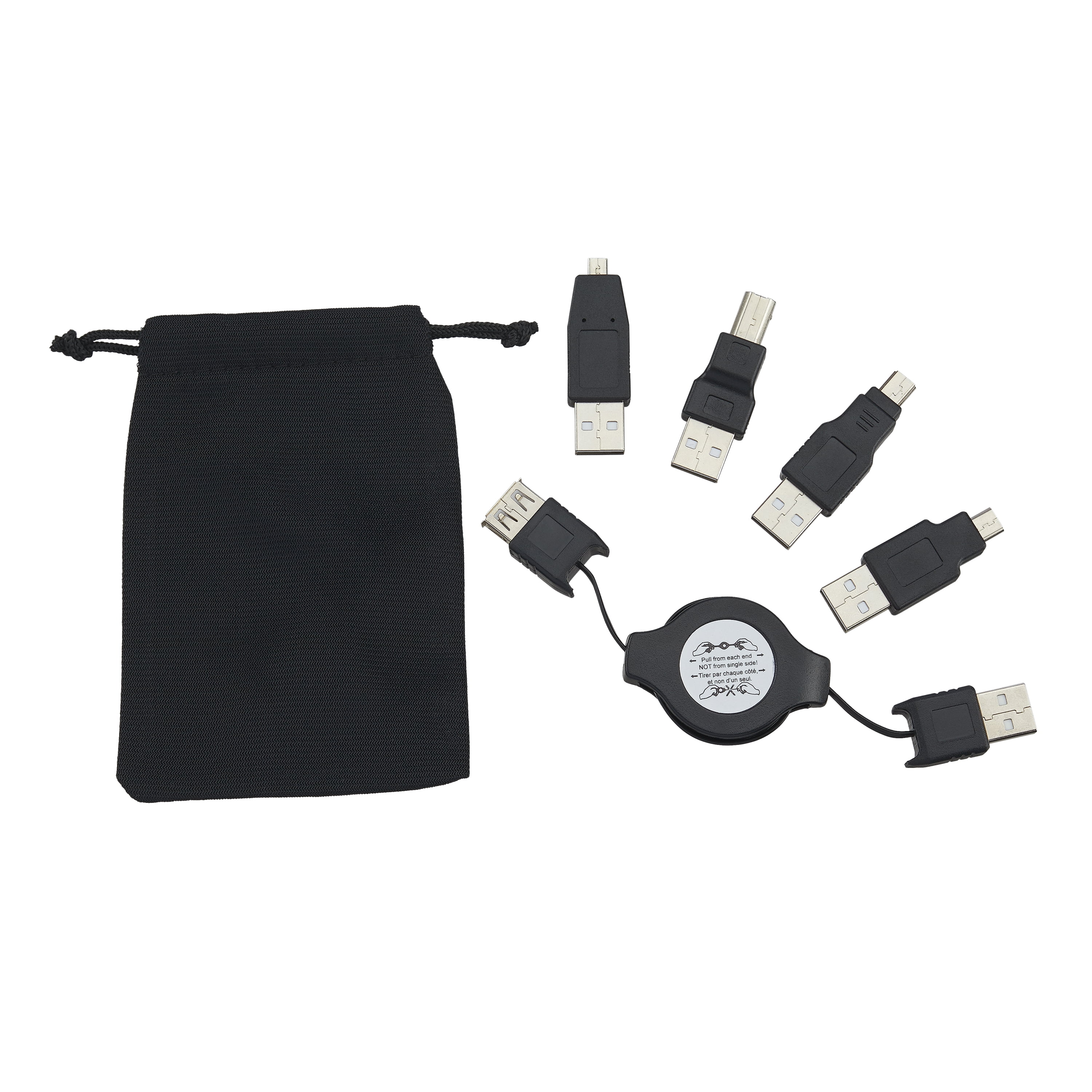 onn. Retractable Cable Universal USB Adapter Kit, Black - Walmart.com