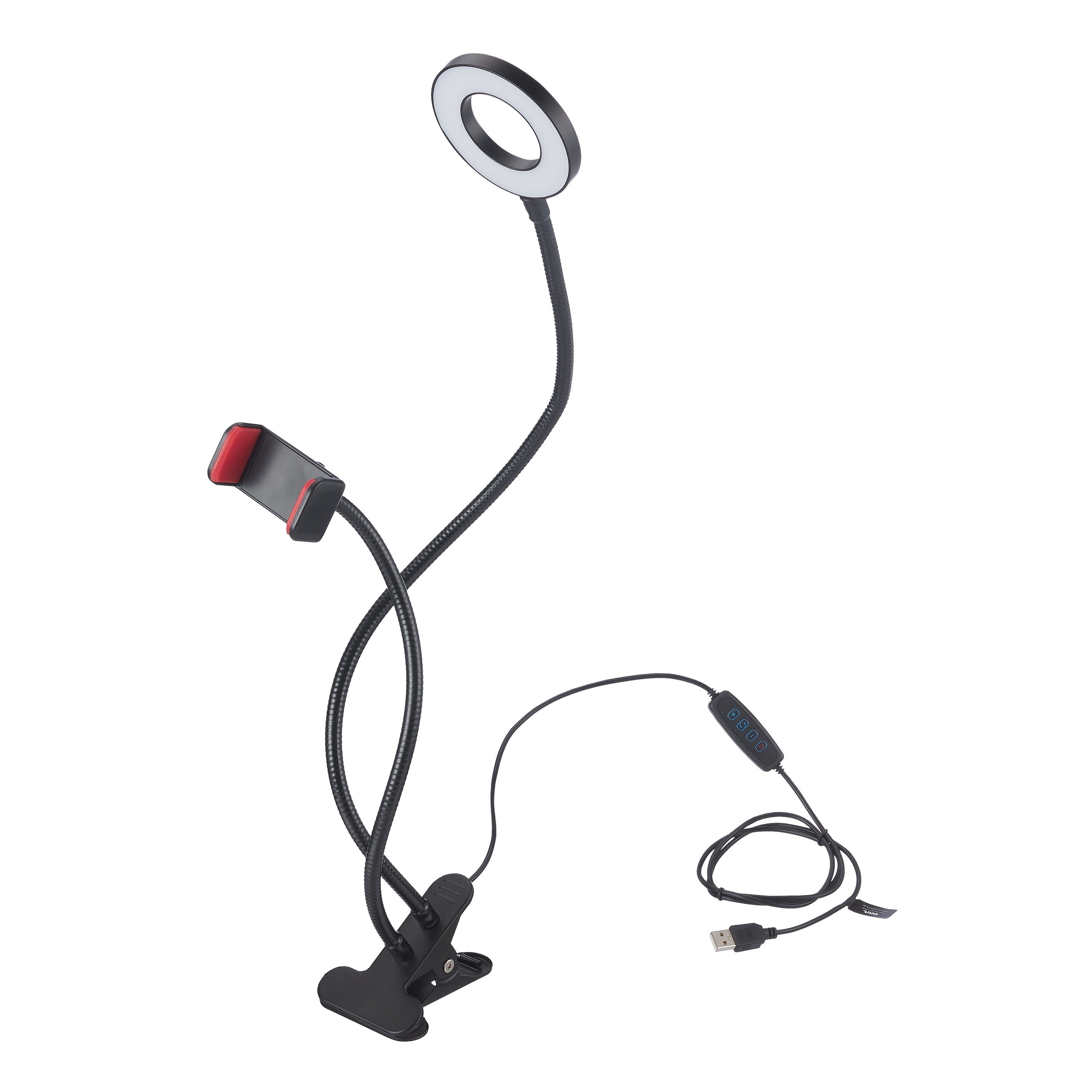 Brandclub - onn. Selfie Lamp with Adjustable Smartphone Holder, Black, 21"