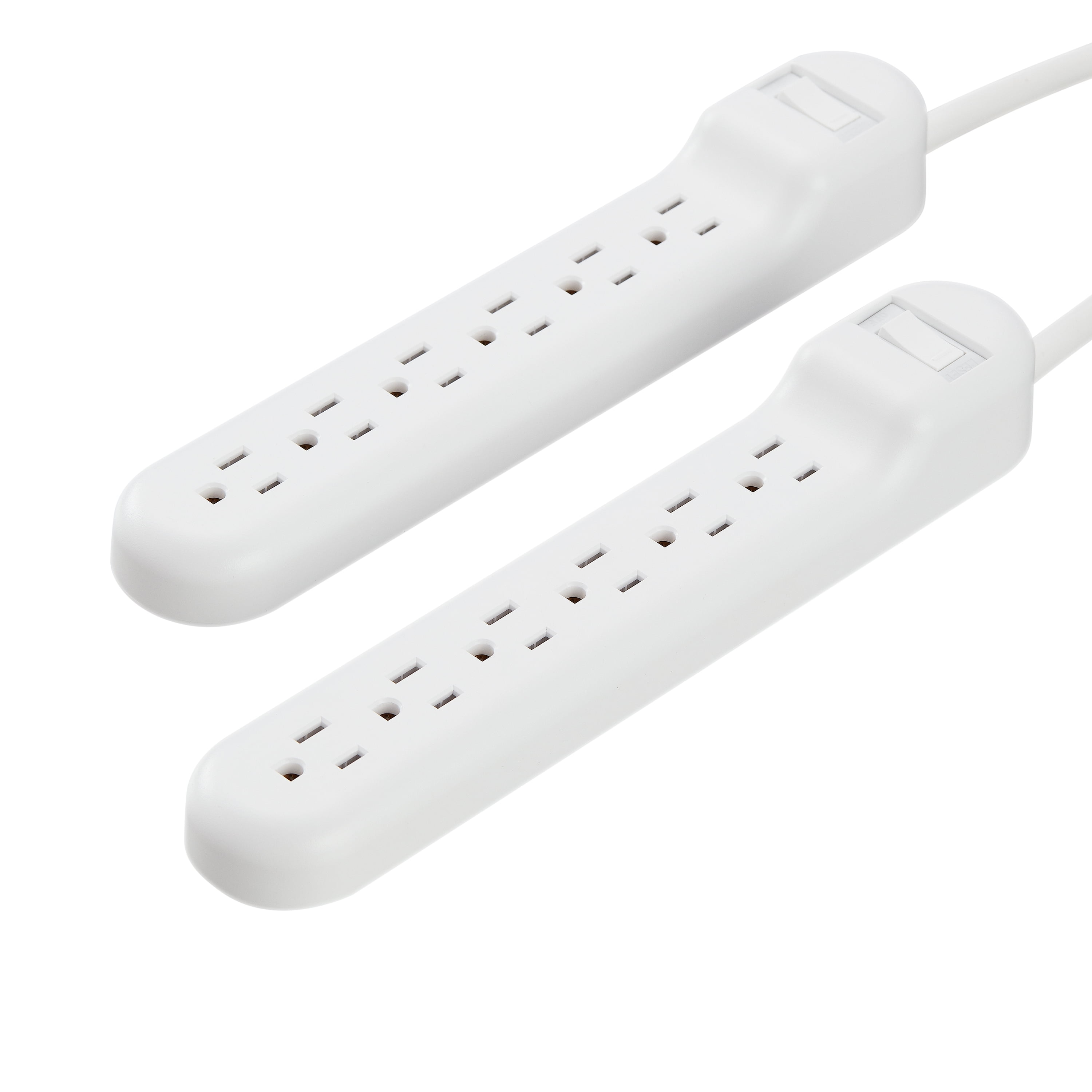 onn. Surge Protector with 6 AC Outlets, 2 pack, 2.5ft Power Cord ...