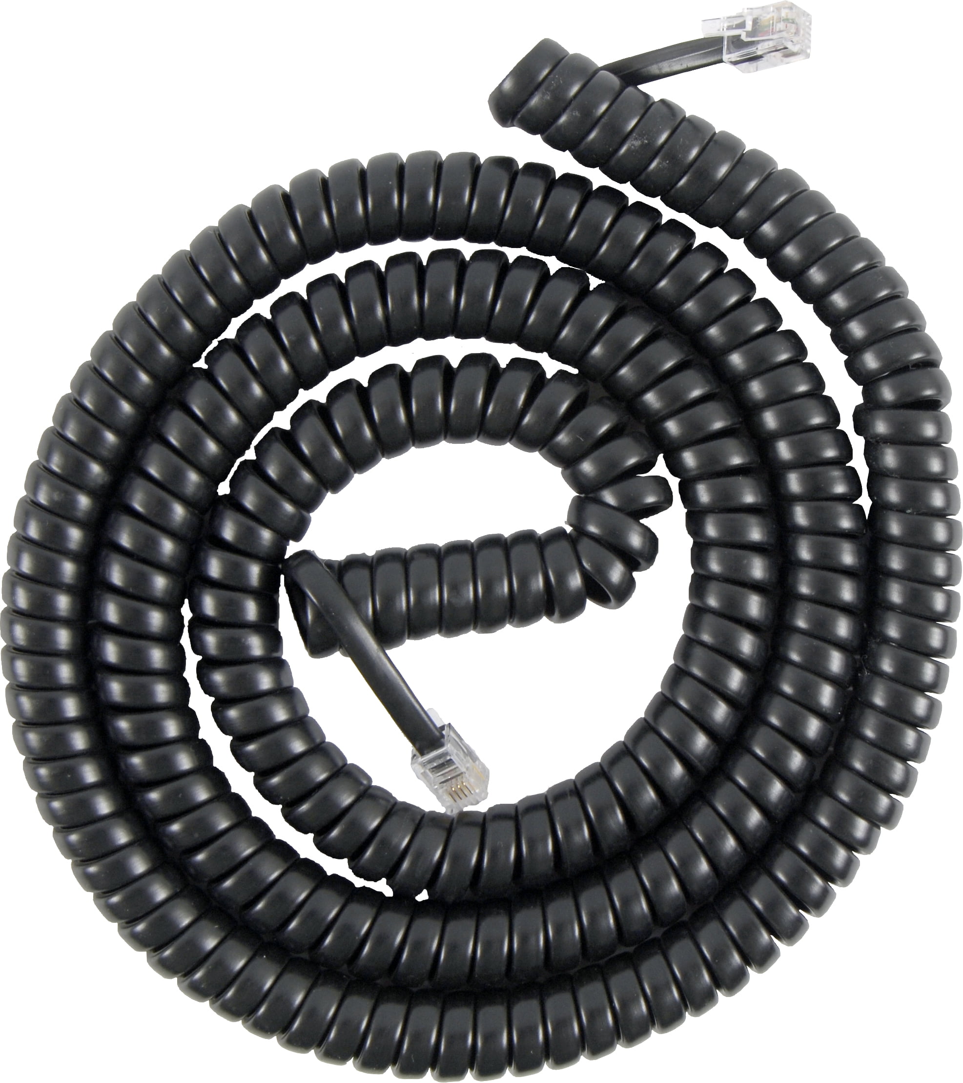 onn. Telephone Coiled Handset Cord, 15 feet, Black - Walmart.com