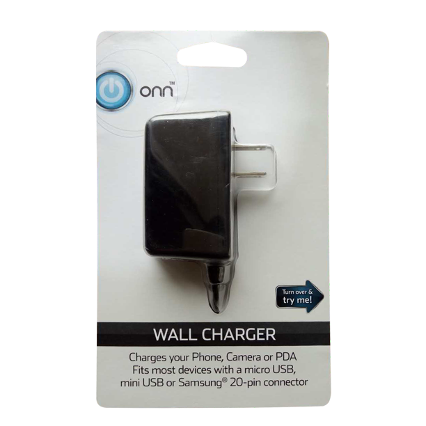 onn. Tri-Tip Wall Charger, Black - Walmart Business Supplies