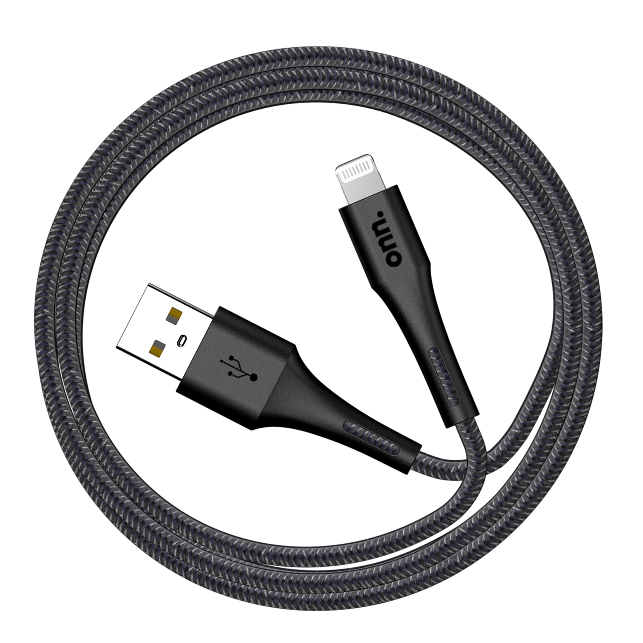 onn. USB Type a to Lightning Charging and Data Braided Cable for iPhone ...