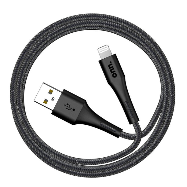 onn. USB Type a to Lightning Charging and Data Braided Cable for iPhone ...