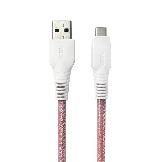 onn. USB to USB-C Glitter Cable, Grey & Orange, 6' - Walmart.com