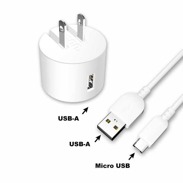 onn. Wall Charging Kit with 3ft Micro-USB to USB Cable, White,LED Power ...
