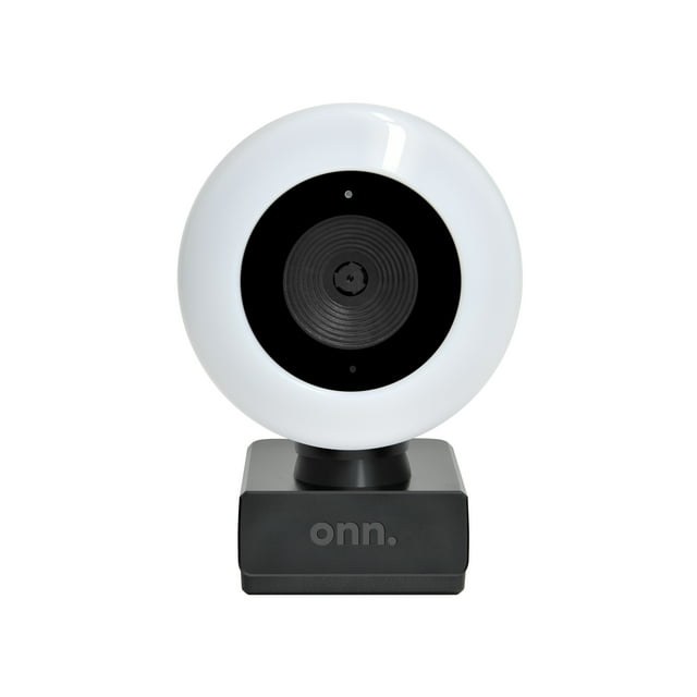 onn. Webcam with Ring Light w/3 LED Levels, Autofocus, Built-in ...