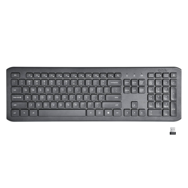 onn. Wireless Silent Full Size Keyboard, Windows & Mac Compatible, USB ...