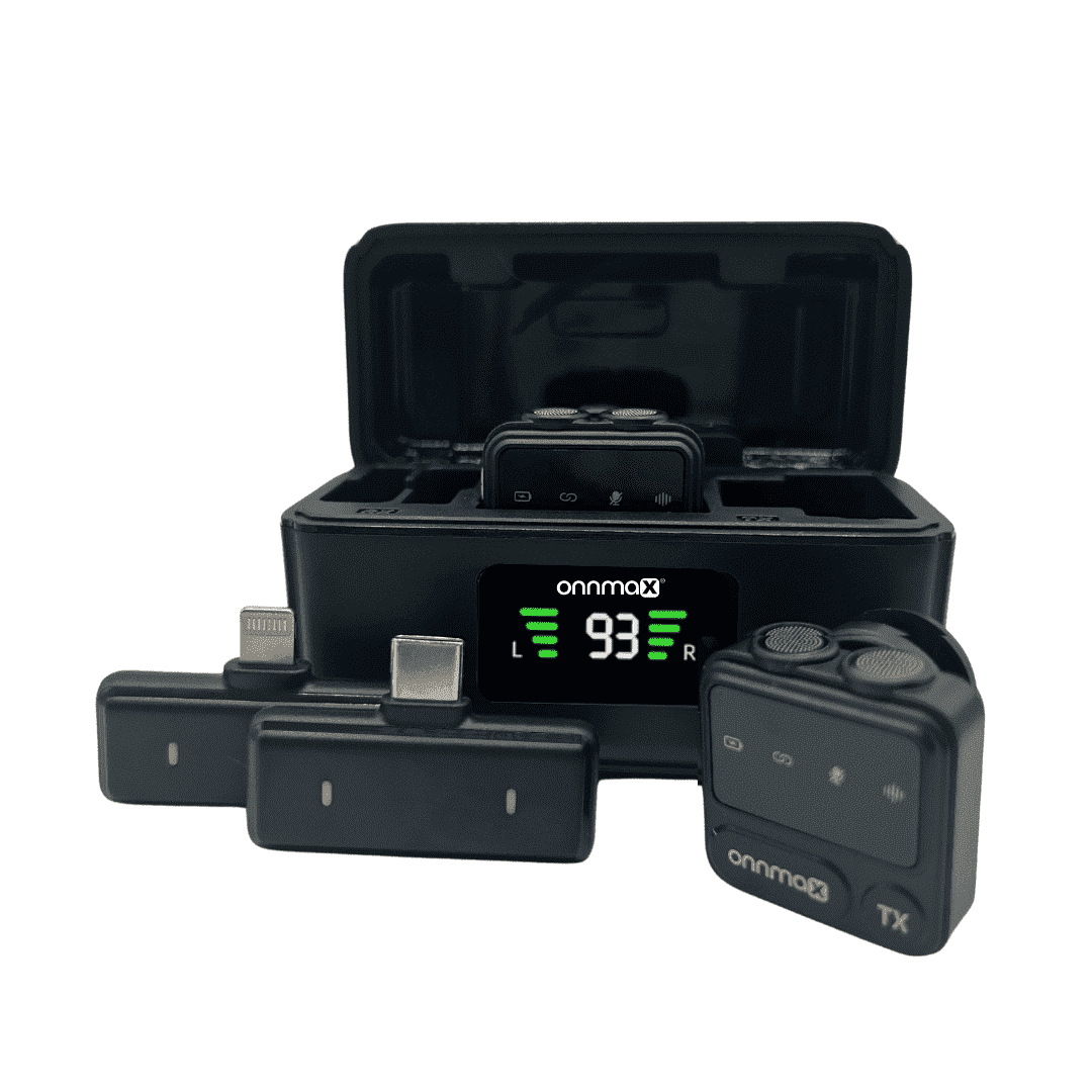 onnmax Wireless Microphone with Charging Case for iPhone/Android/Camera ...