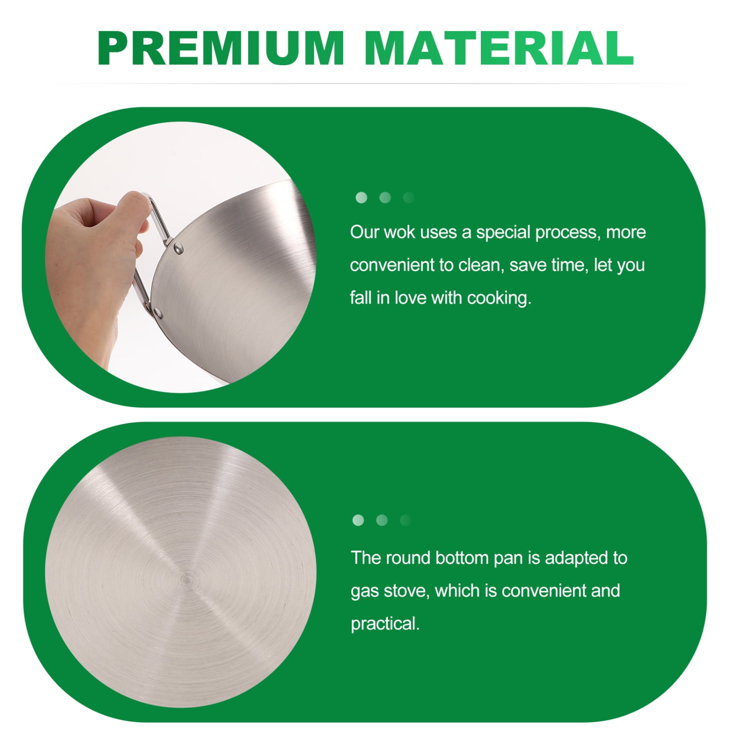 onvenient and durable stainless steel Chinese wok pan for effortless ...