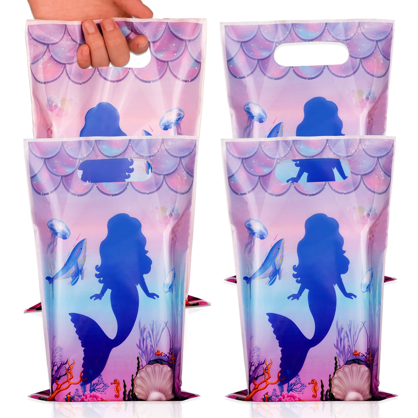 opasoy Mermaid Goodie Bags MSF2 50pcs Mermaid Party Favor Bags With ...
