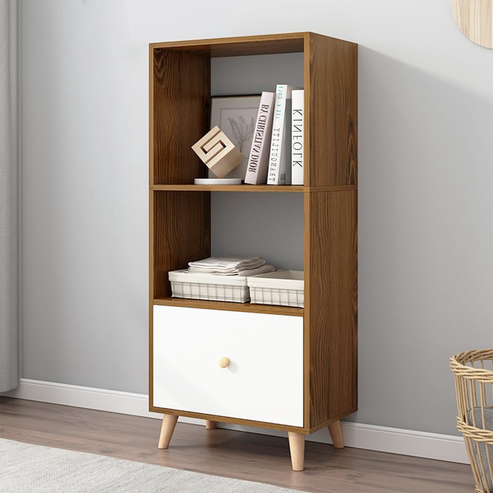 **open shelf cube bookcase - 47" tall mid-century large bookshelf with ...