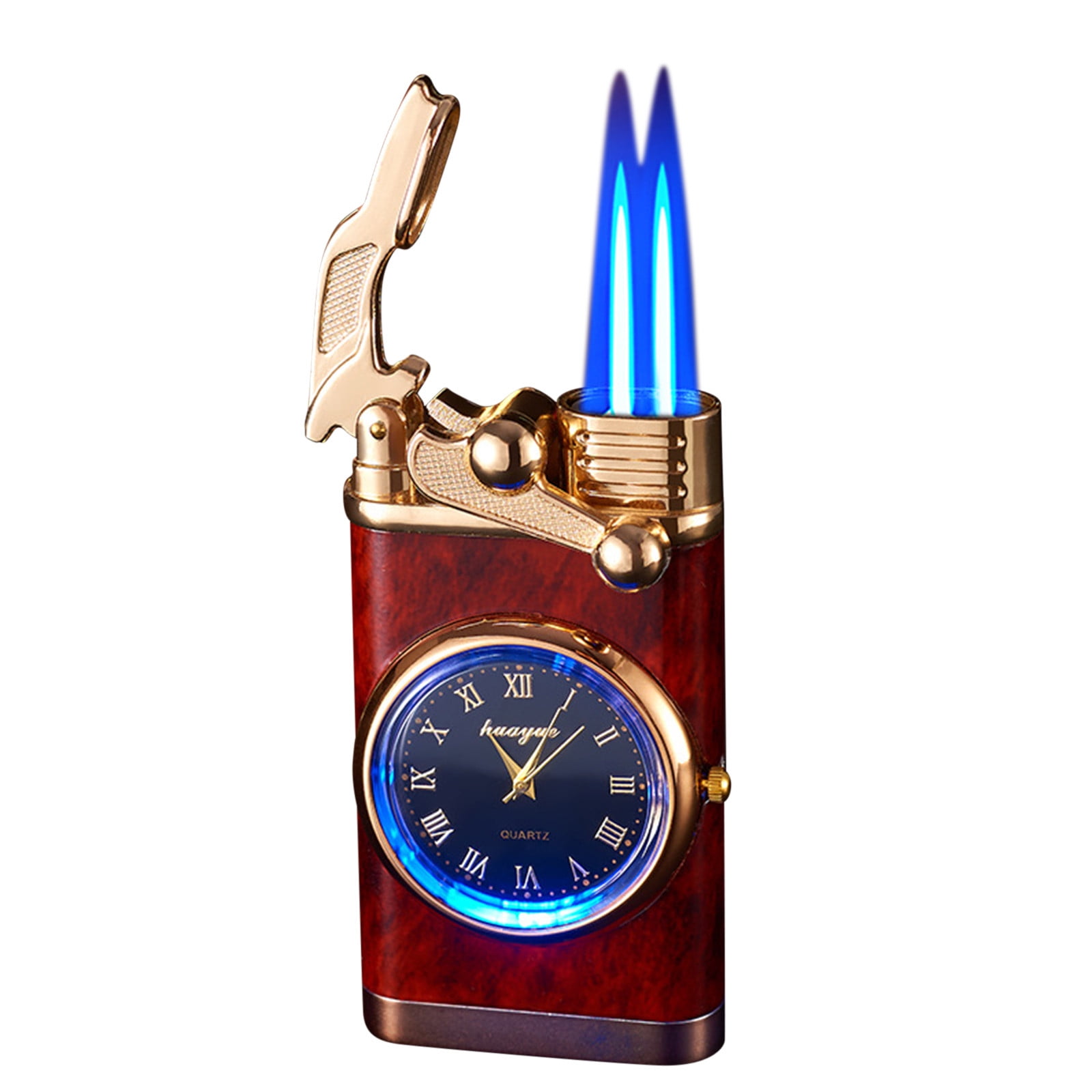 openpig Windproof Lighter, Vintage Lighter with Watch, Jet Torch Flame ...