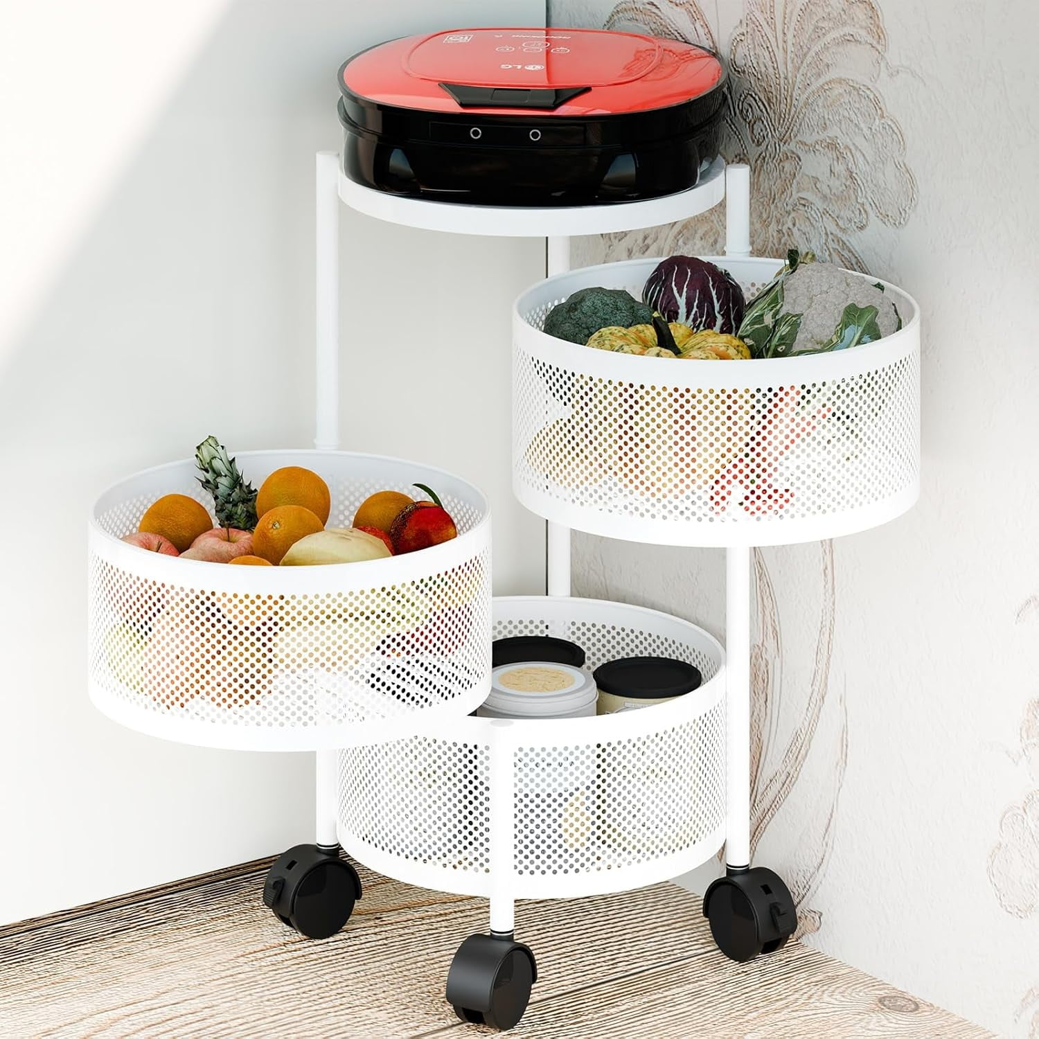 opjvfewq 3/4/5 Tier Rotating Storage Rack Fruit Basket for Large ...