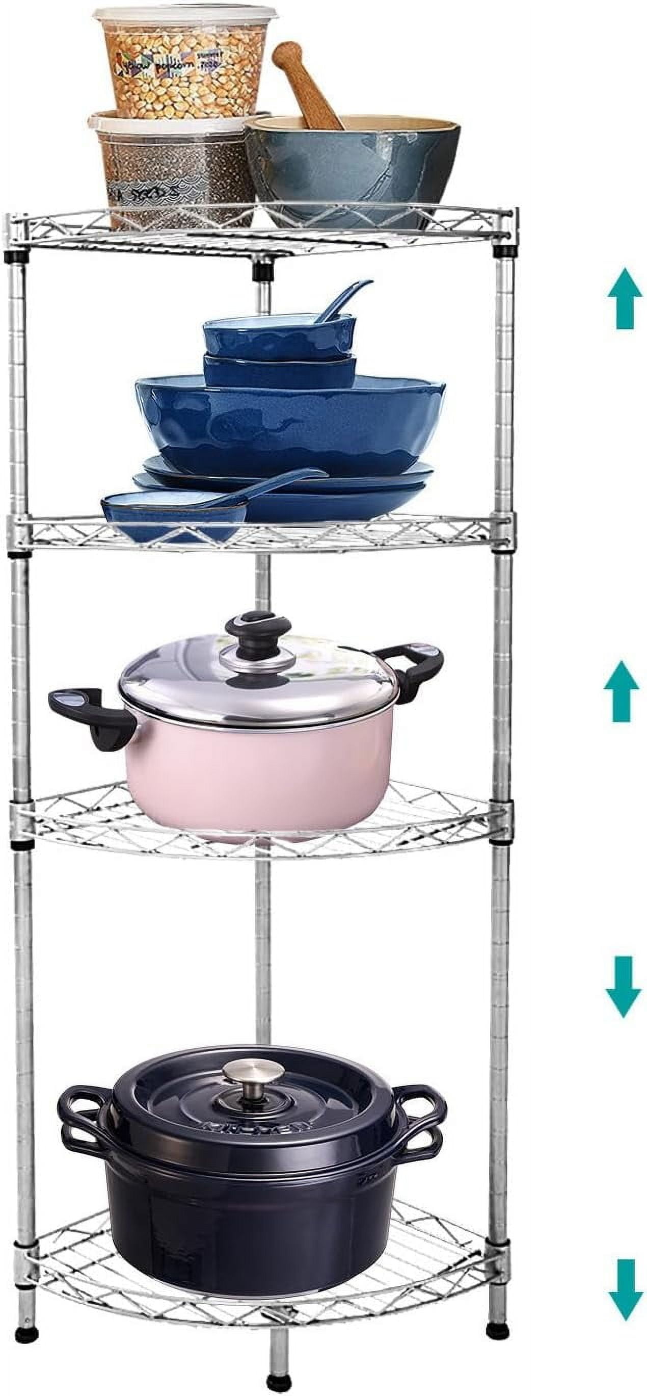 opjvfewq 3 Tier Corner Wire Shelving Unit Adjustable Wire Rack Shelving ...