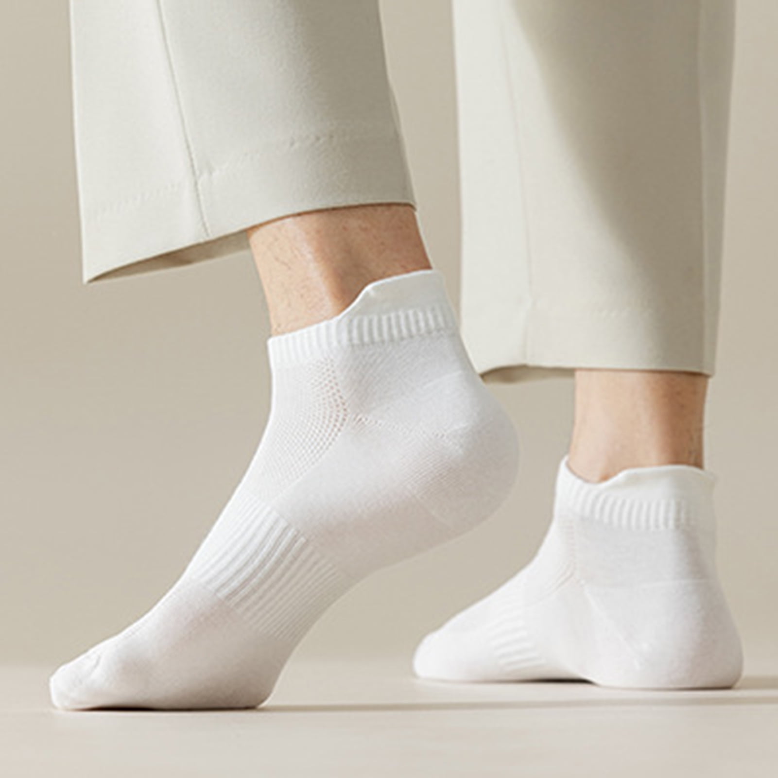 opolski 1 Pair Men Boat Socks Low-cut Shallow Cotton Solid Color High ...