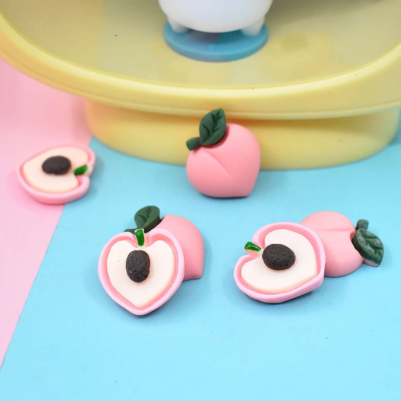 opolski 10Pcs Mini Peach Simulation Ornament Resin Miniature Fake Fruit ...