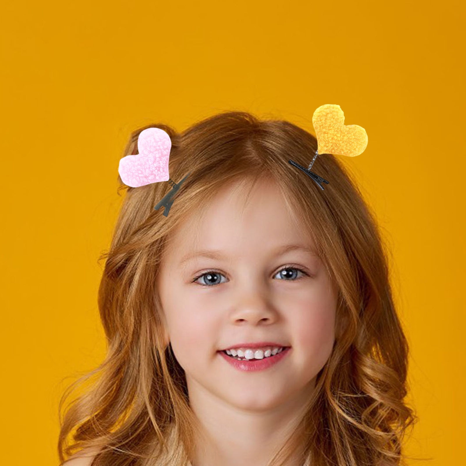 opolski 2/5Pcs Little Plush Heart Hairpin Spring Design Girl Hair Clip ...