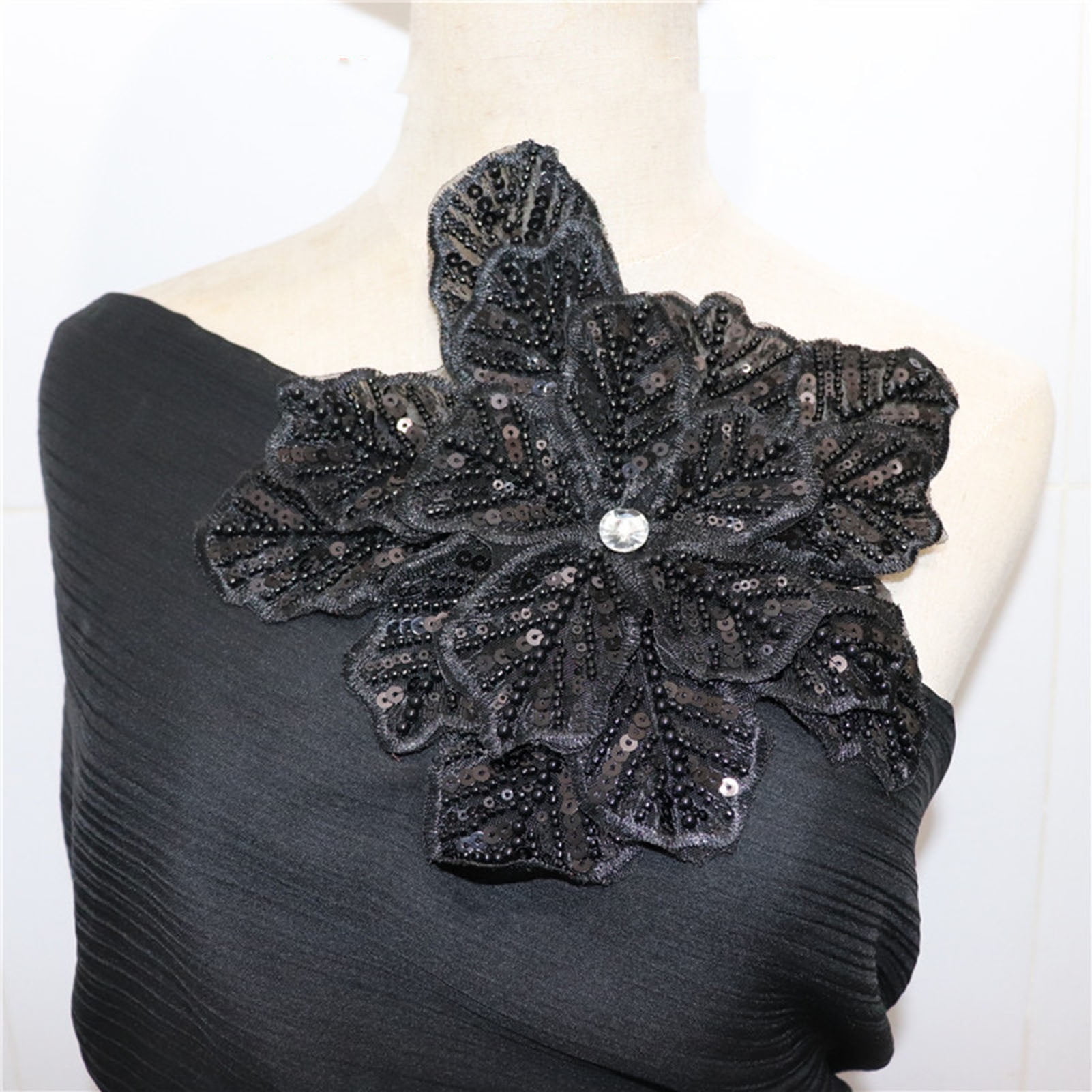 opolski DIY Patch Decoration Multi-layer Sequins Faux Pearls Flower Shape Large Embroidery ...