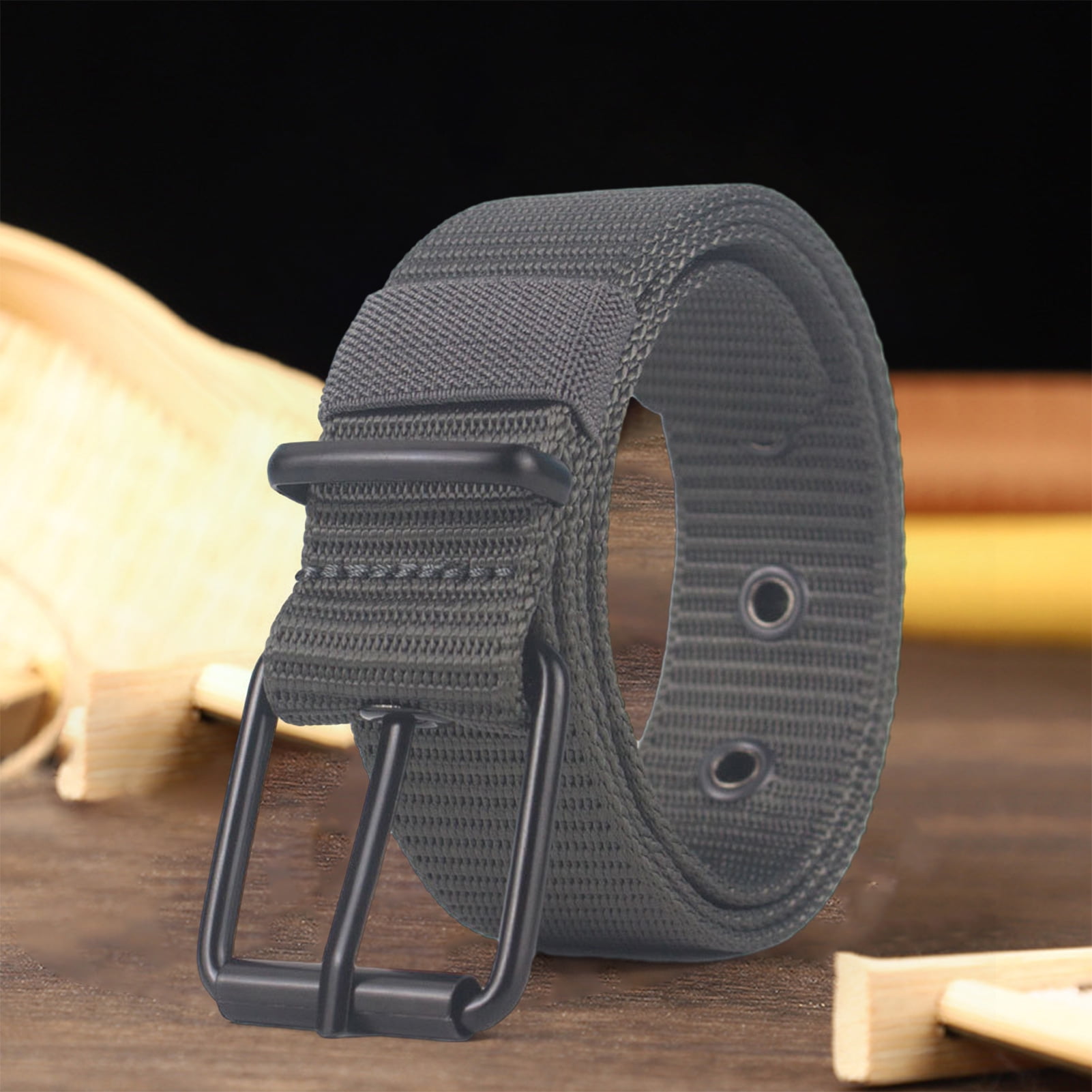 opolski Men Webbing Belt Needle Buckle Nylon Belt with Adjustable Holes ...