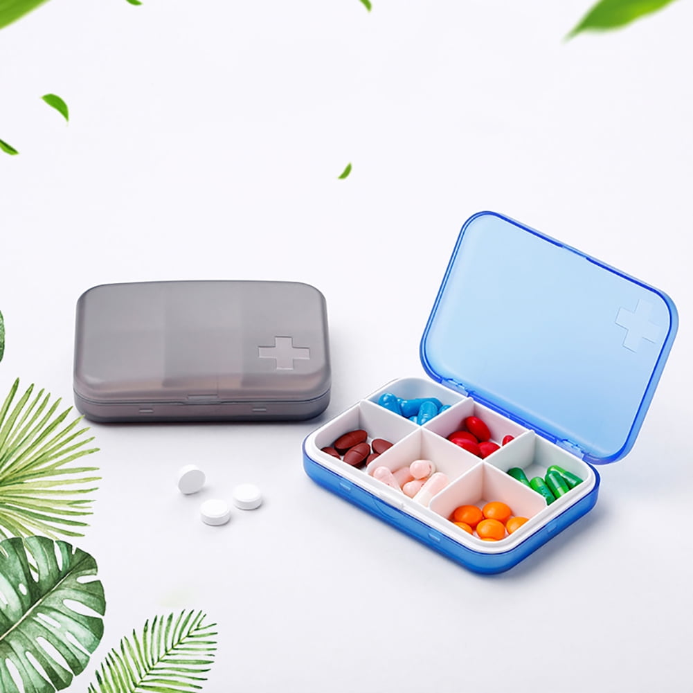 opolski Portable 6 Cells Travel Damp-proof Pill Medicine Drug Storage ...