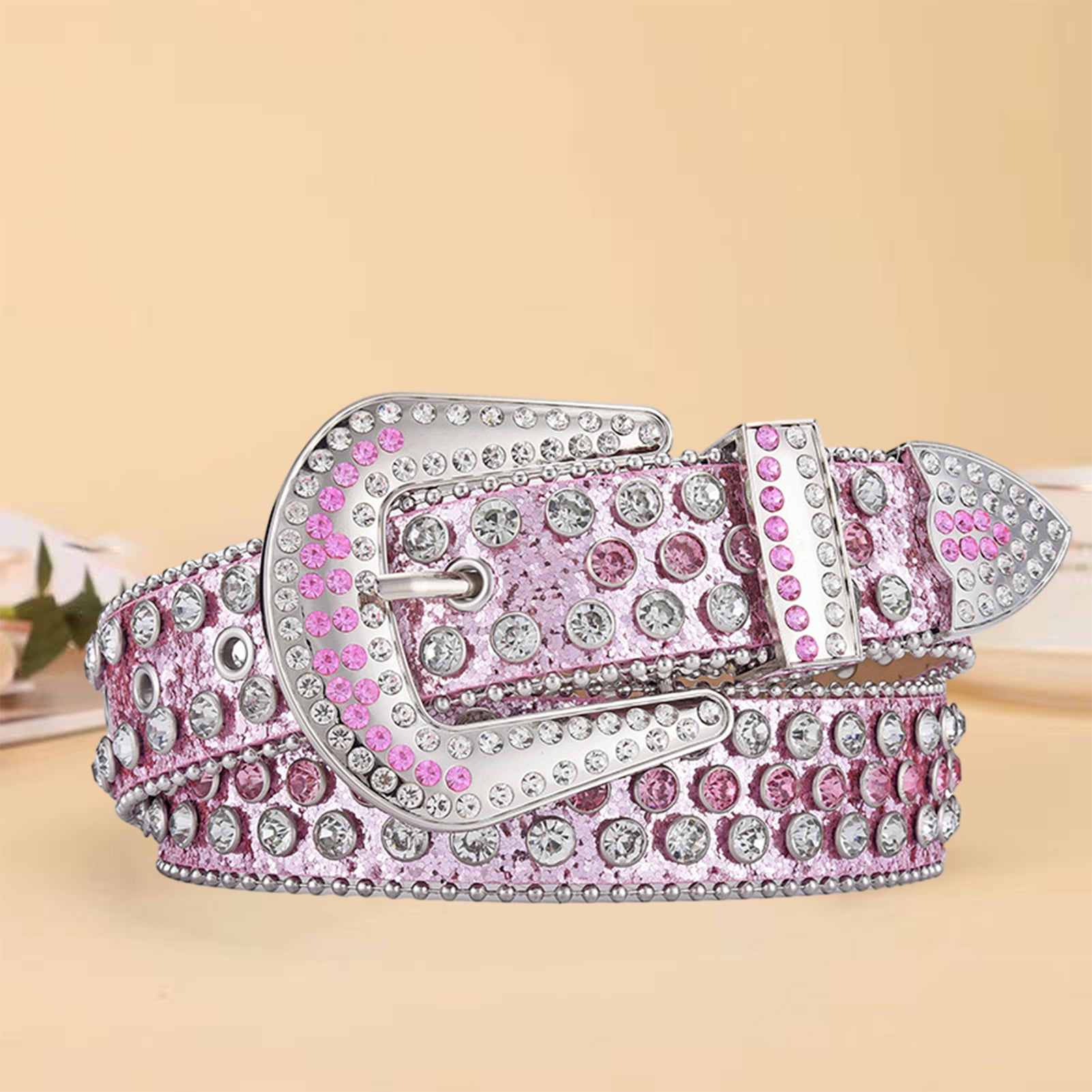 opolski Women Men Jeans Belt Shining Rhinestones Unisex Imitation ...