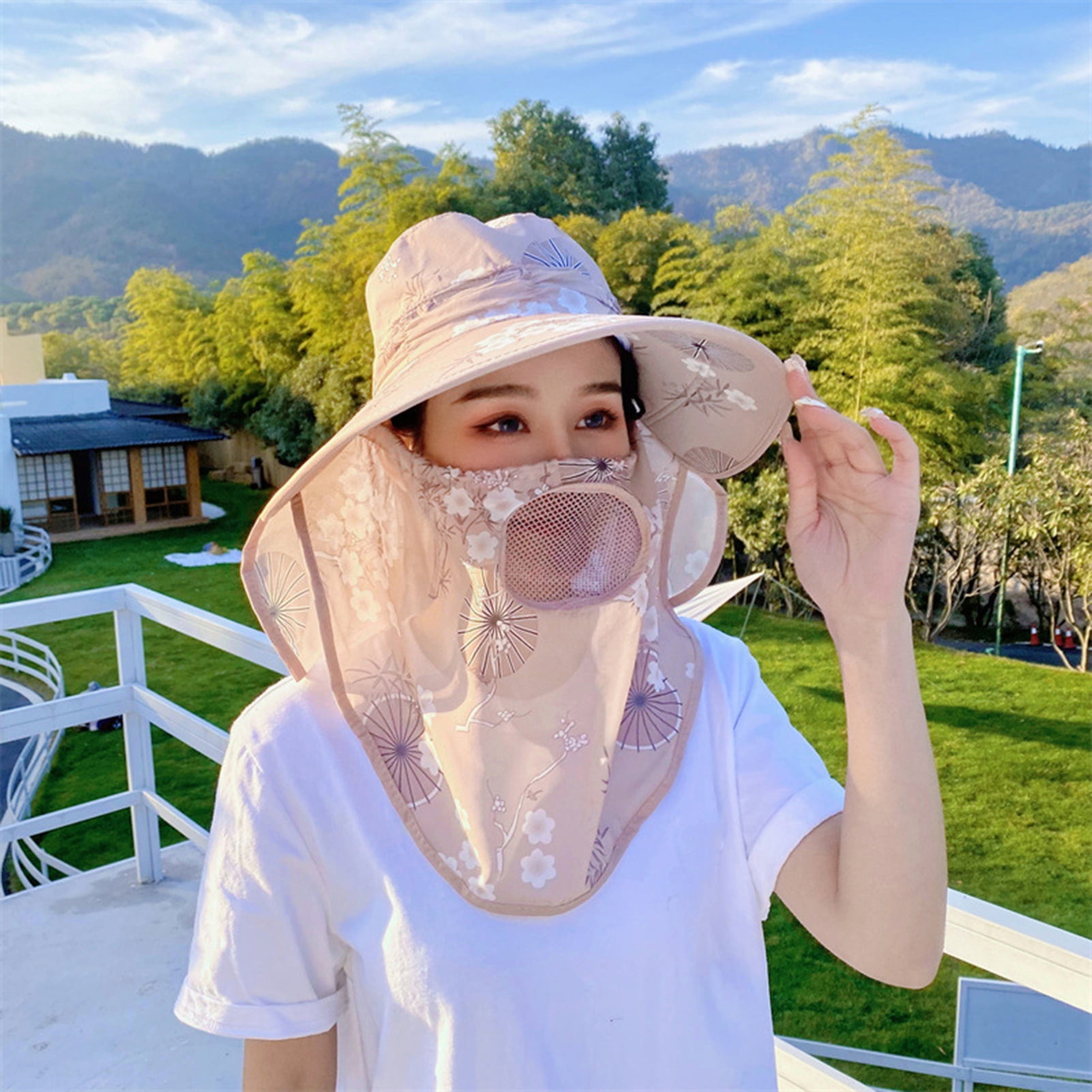 opolski Women's Large Brim Sun Hat All Weather Breathable with Face ...
