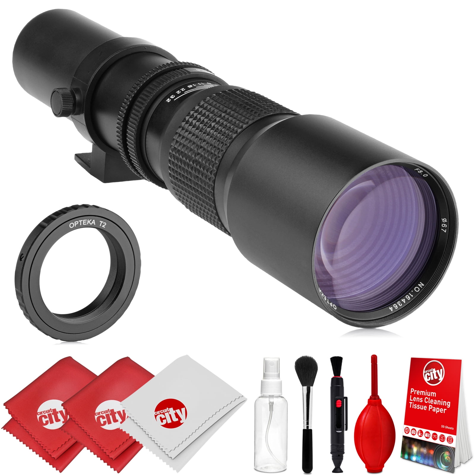 opteka 500mm f/8 manual preset telephoto lens for canon eos 80d, 77d ...