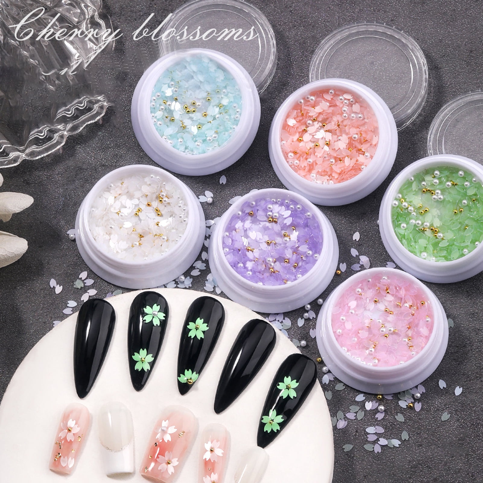opvise 1 Box Nail Art Sequins Ultra-thin Petal 3D Effect Decorative ...