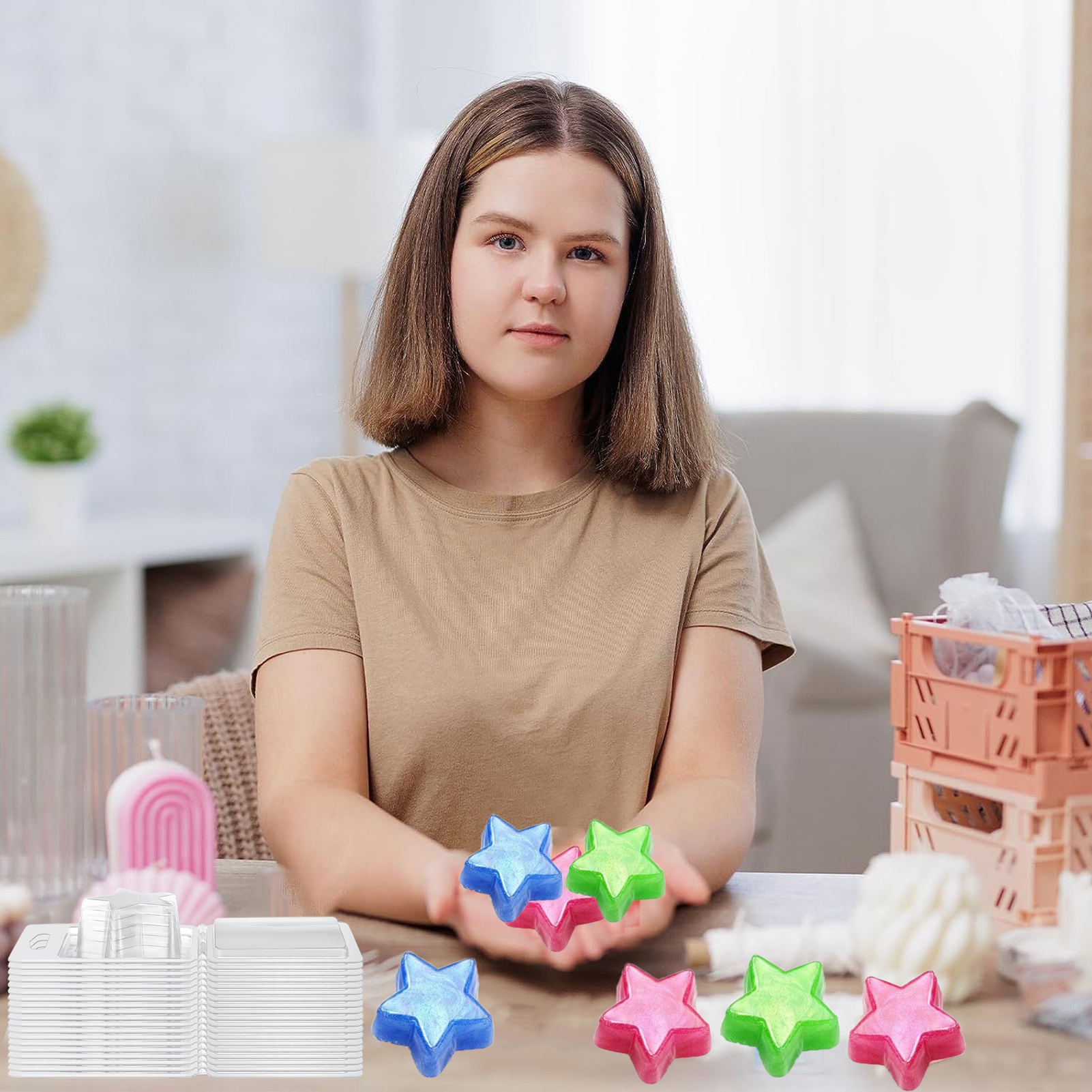 opvise 100Pcs Wax Melt Clamshell Molds Pentagram Heart Shape Wax Melt ...