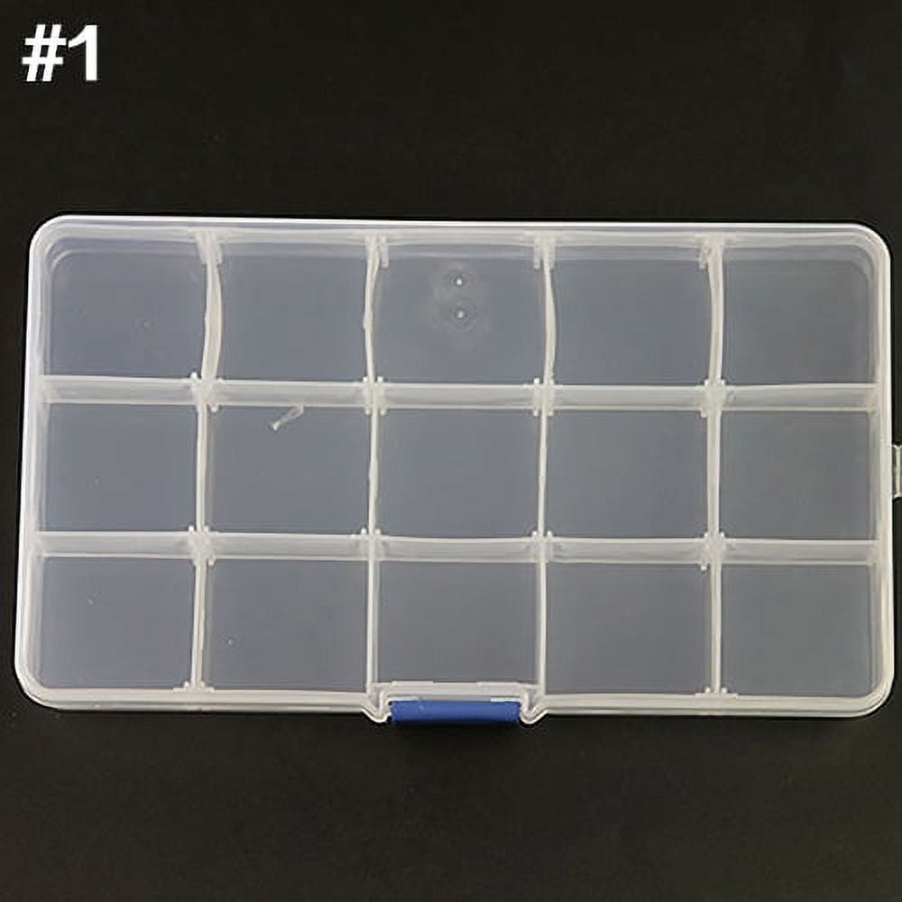 opvise 15 Compartments Plastic Box Jewelry Bead Storage Container Craft ...