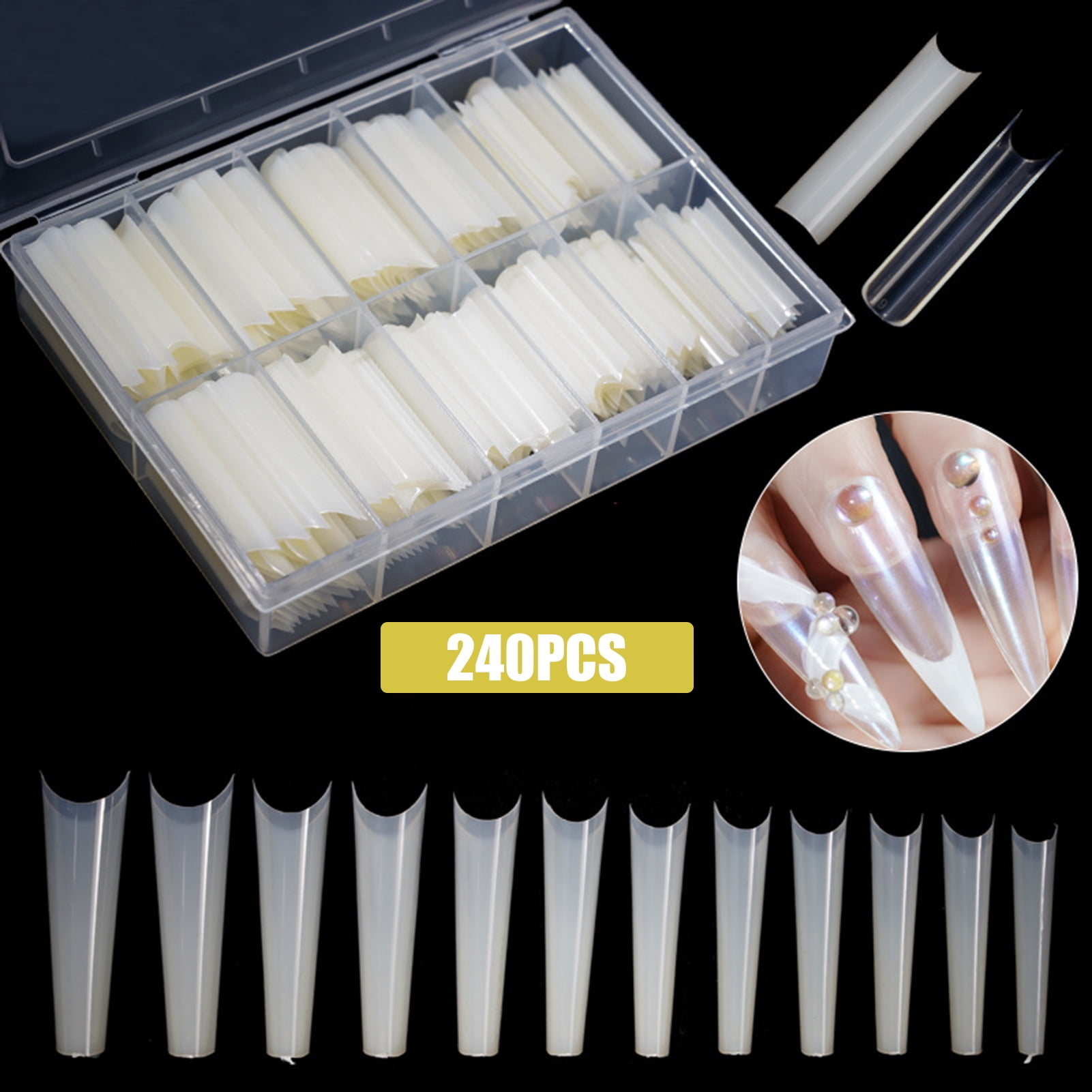 opvise 240Pcs/Box French Nail Reusable Broken-resistant Lightweight ...