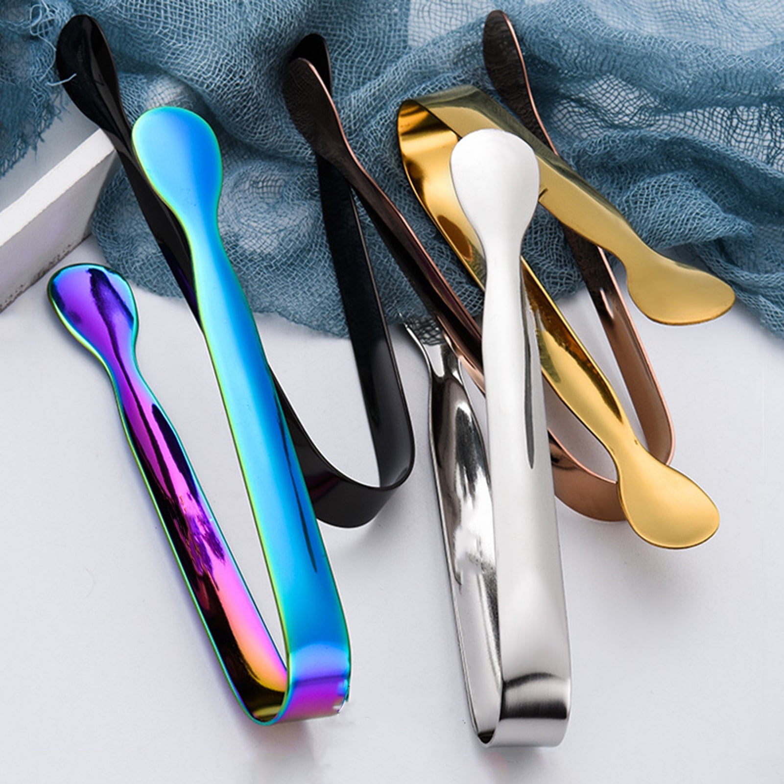 opvise 2Pcs Stainless Steel Ice Cube Sugar Tongs for Tea Party Coffee ...
