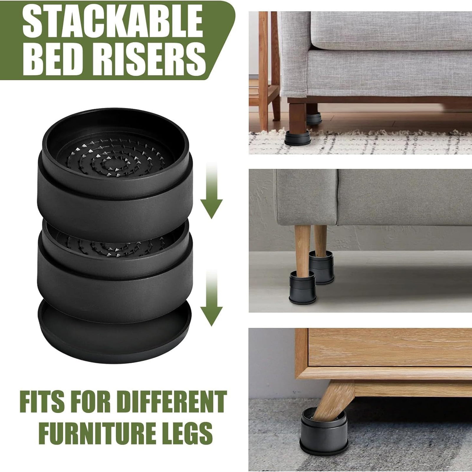 opvise 4/6/8Pcs 1/2-Inch Round Furniture Riser Heavy Duty Bed Riser ...