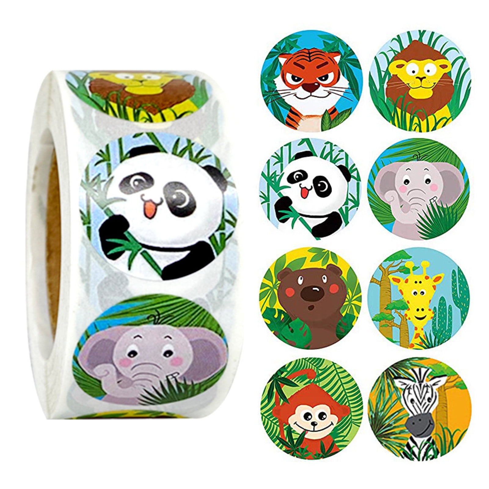 opvise 500pcs Waterproof Cute Animal Roll Stickers Kids Reward Decals ...