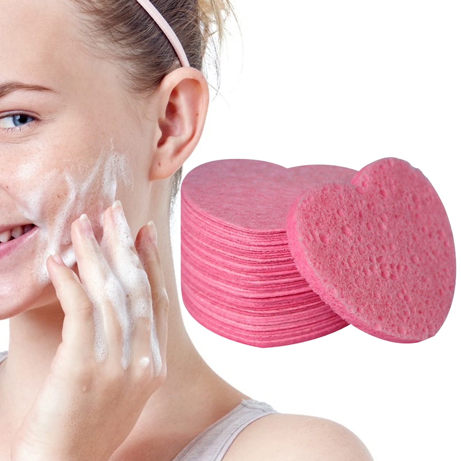 opvise 50Pcs Face Scrubbers Easy to Clean Pink Heart Shape Remove Dirt ...
