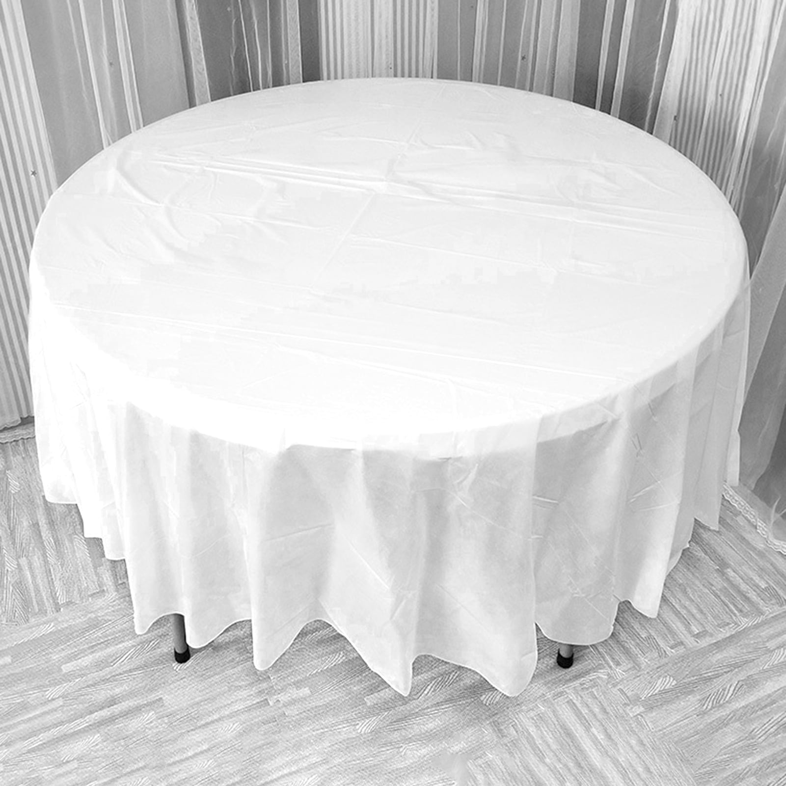 opvise 84 Inch Round Tablecloth Simple Disposable PE Waterproof Thicker ...