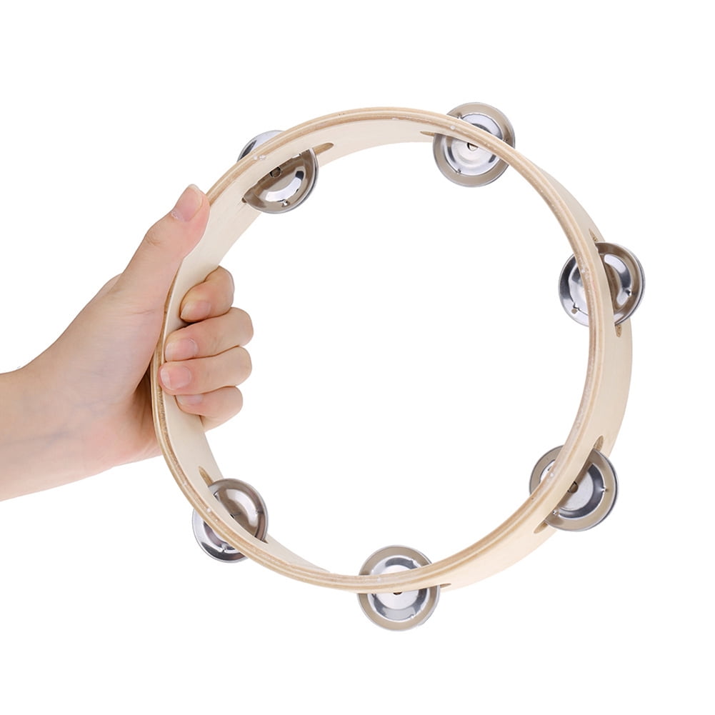 opvise 8inch Kids Wooden Headless Tambourine Bell Metal Single Row ...
