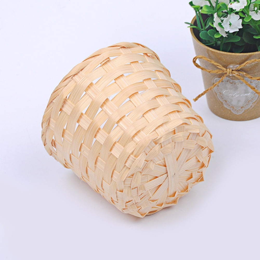opvise Bamboo Woven Basket Bra Sundries Organizer Rattan Plant Box ...