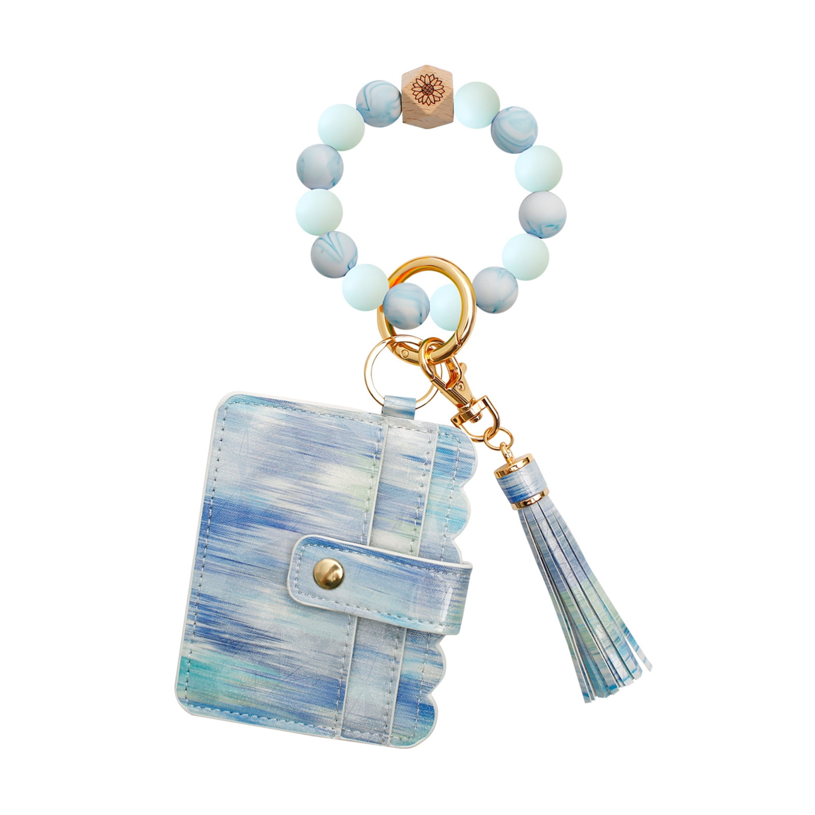 opvise Beaded Keychain Luminous Anti-fall Free Hands Elastic Decoration ...