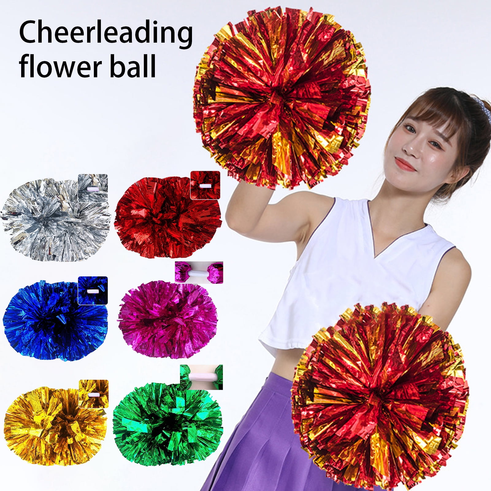 opvise Cheerleading Pom Poms Shining Contrast Color Decorative with ...