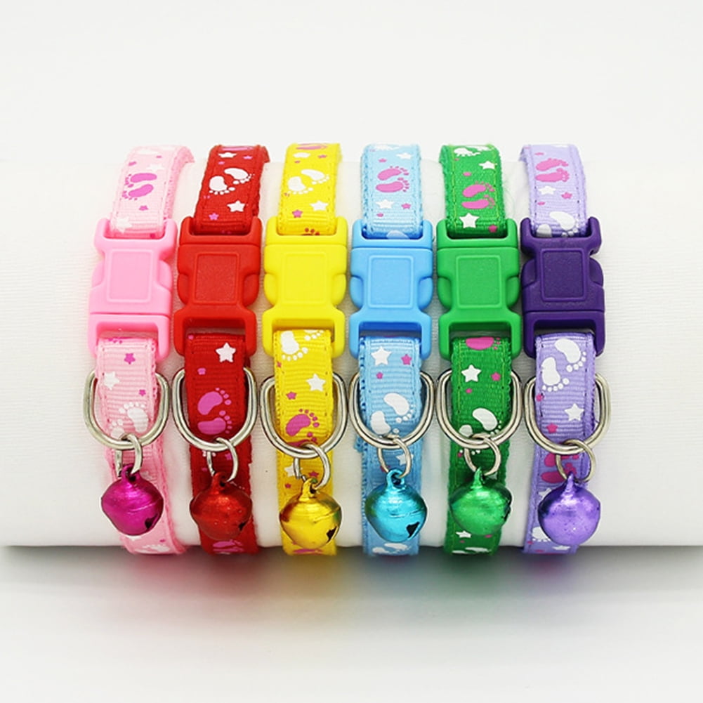 opvise Cute Fashion Paws Pattern Pet Puppy Collars with Bell for Small ...