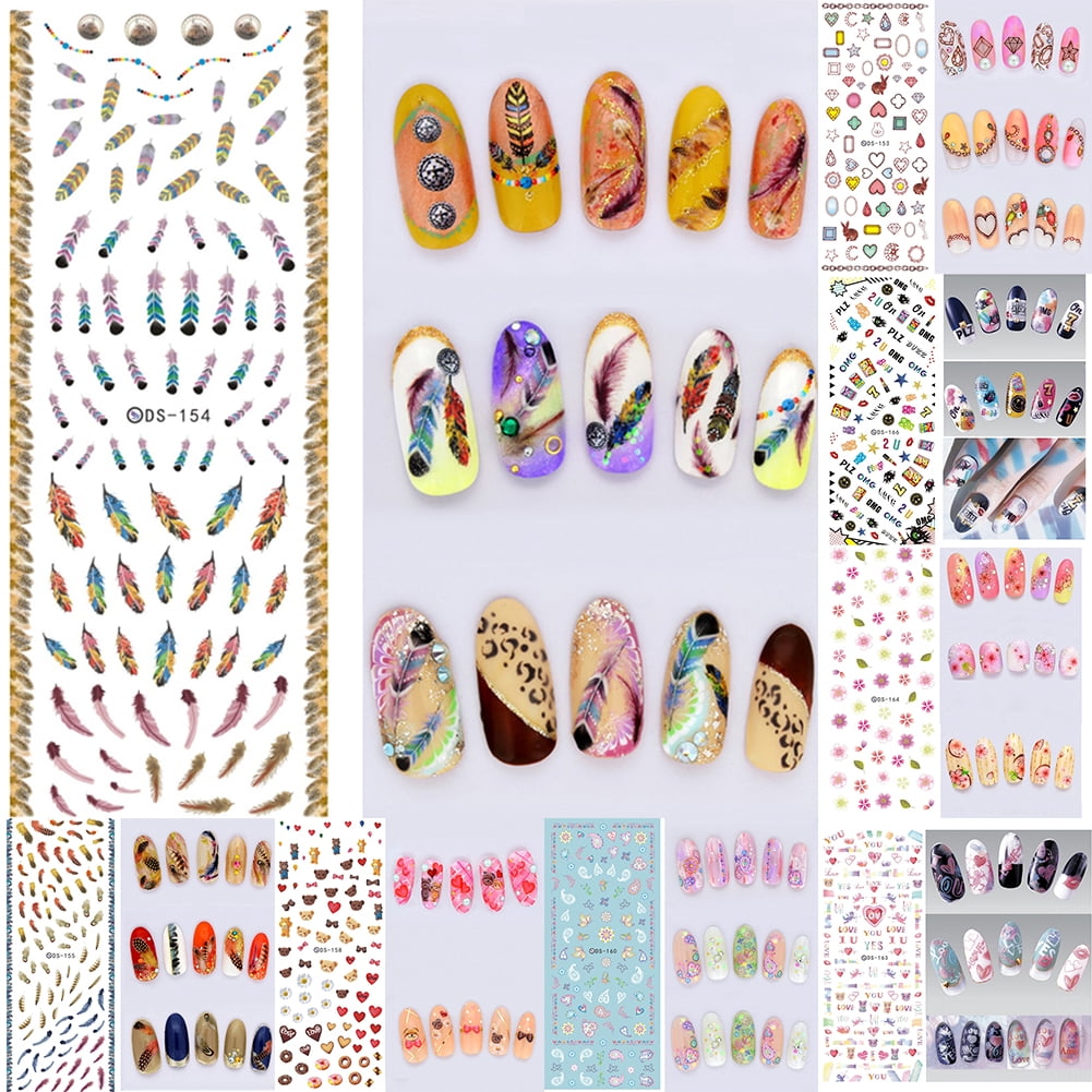 opvise DIY Design Water Transfer Nail Art Wrap Sticker Watermark ...